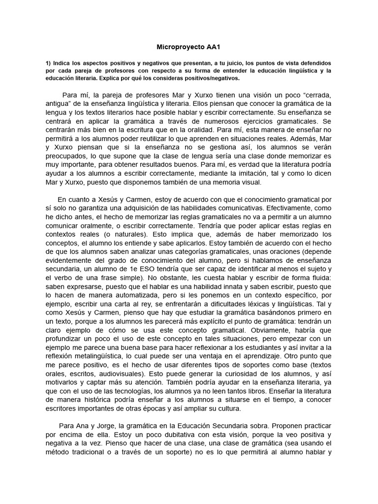 Microproyecto AA1 | PDF | Gramática | Lingüística