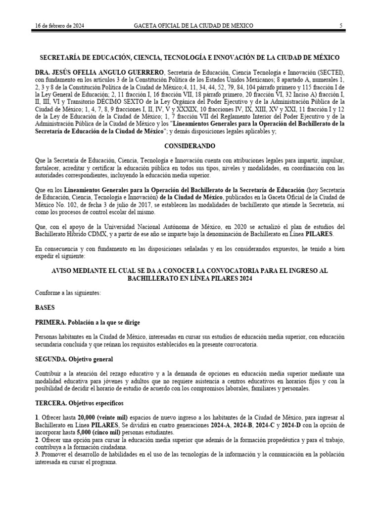Convocatoria BLP 2024 GO-1299 | PDF | Ciudad de México | México