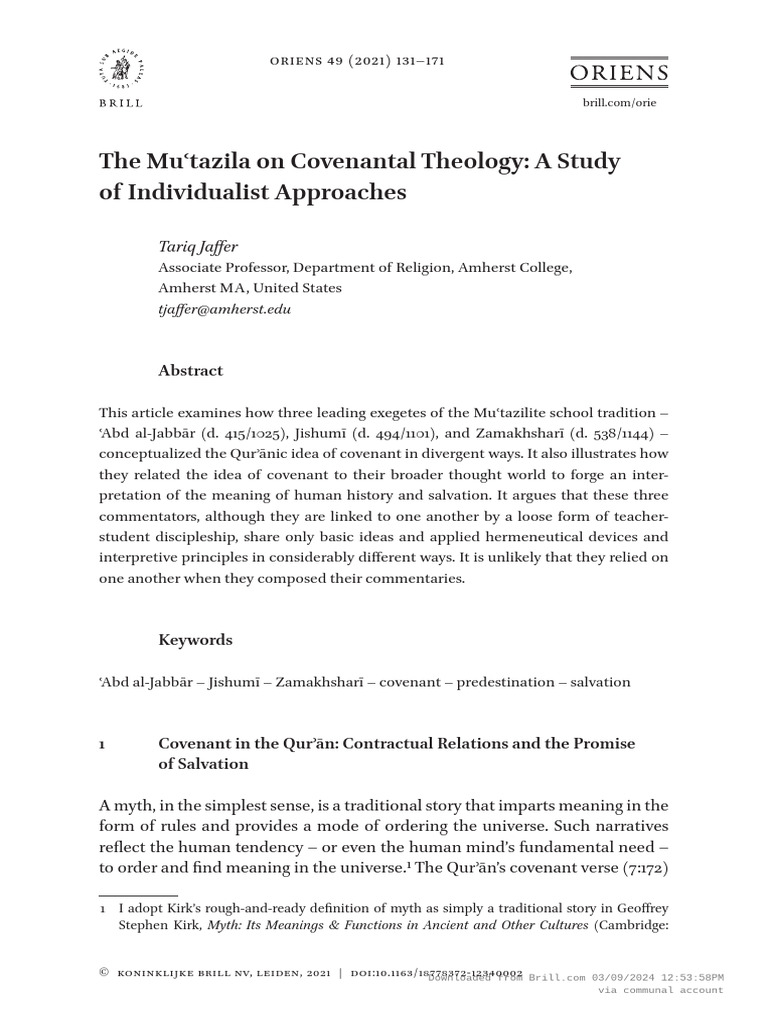Muʿtazila Perspectives on Covenant Theology | PDF | Sunni Islam ...