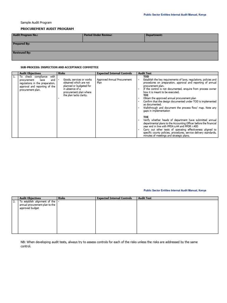 Progtrama de Auditoria | PDF | Audit | Internal Control