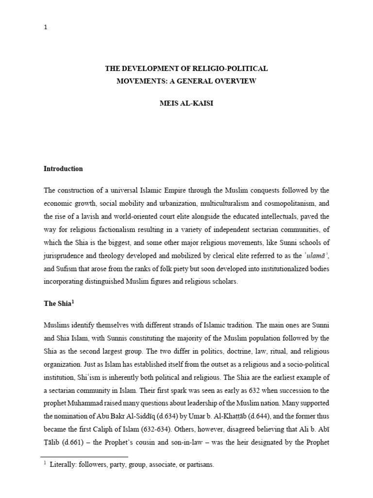 Overview of Shia and Sunni Movements | PDF | Shia Islam | Sufism