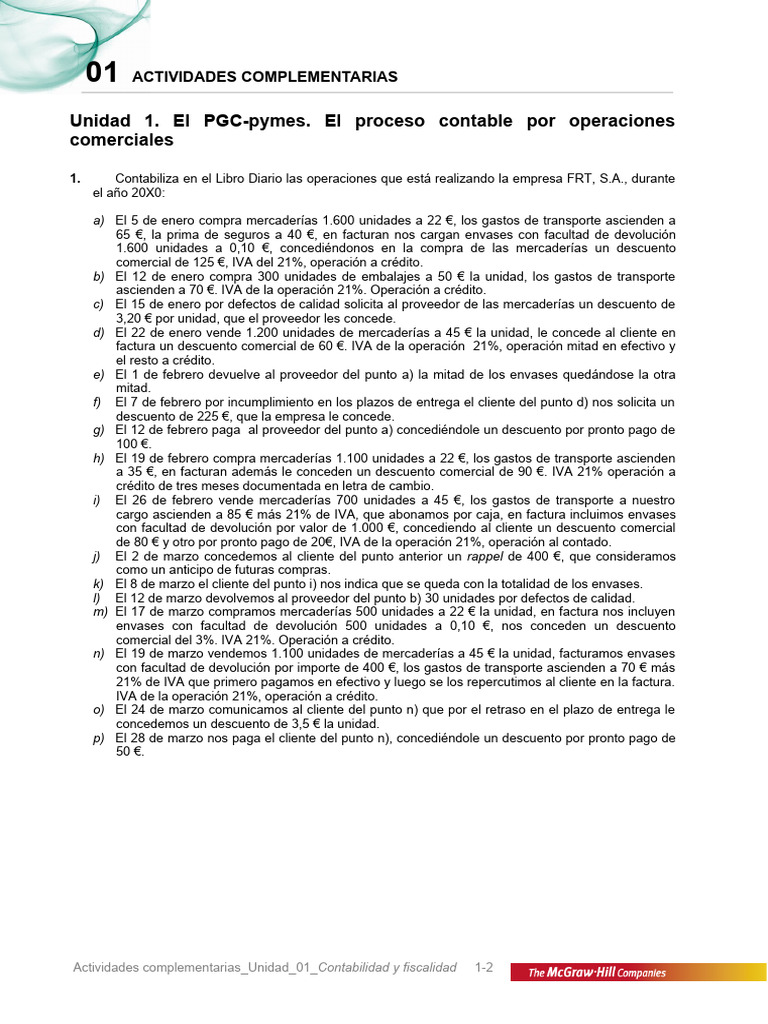 Actividades complementarias. U1 | PDF | Bancos | Factura
