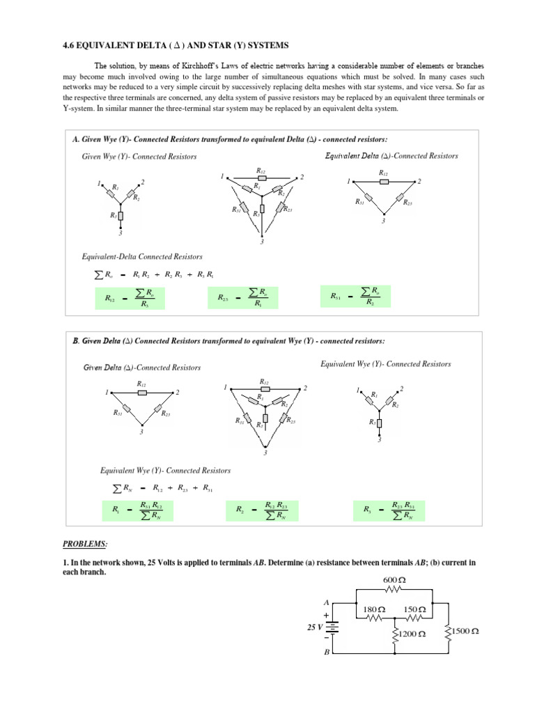 4.6 Y-Delta Conversion | PDF | Electrical Network | Resistor