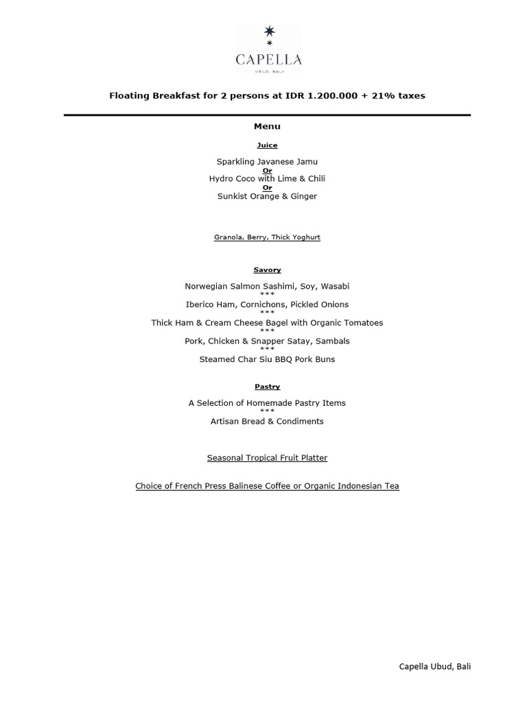 Floating Breakfast Menu | PDF