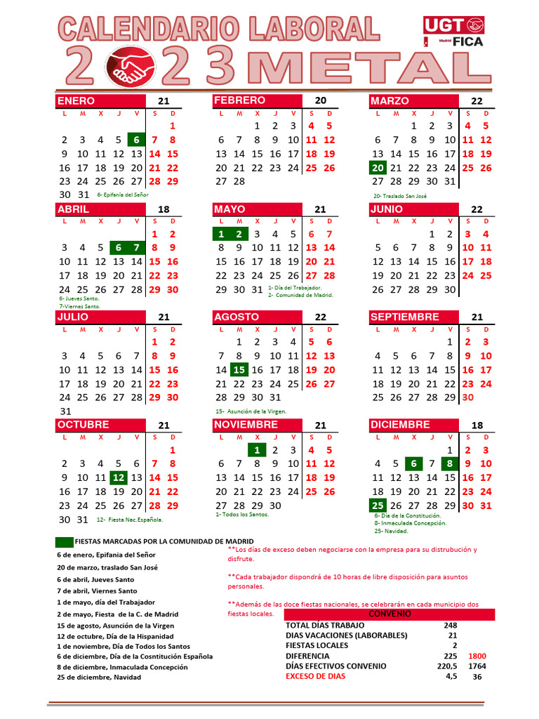 Calendario METAL 2023 PDF Fiestas Cristianas Y D as Santos