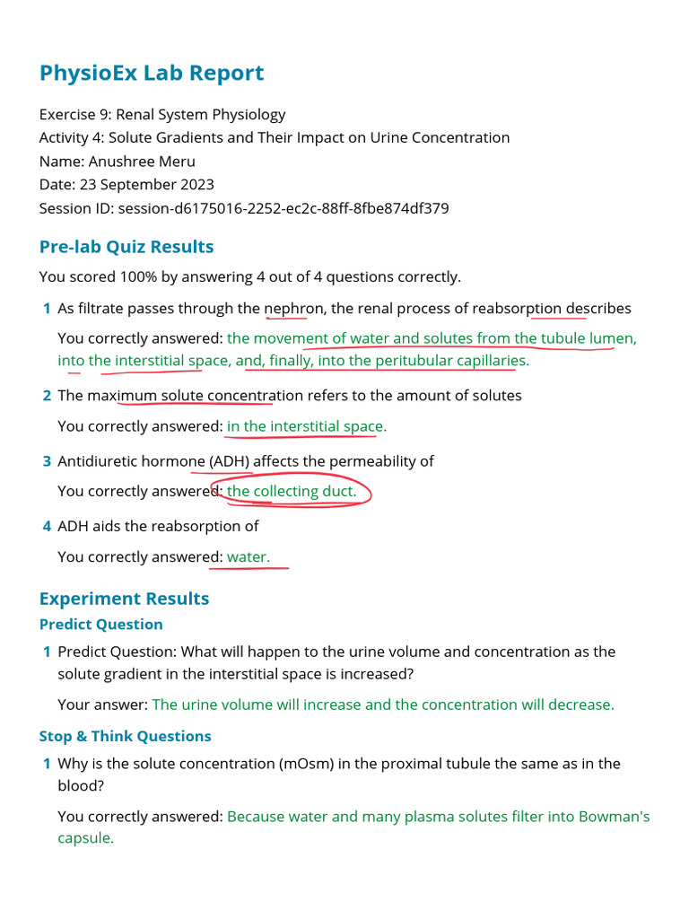 PhysioEx Exercise 9 Activity 4 | PDF | Kidney | Glands