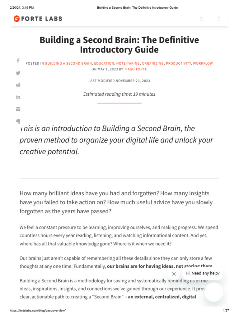 Building A Second Brain - The Definitive Introductory Guide | PDF ...