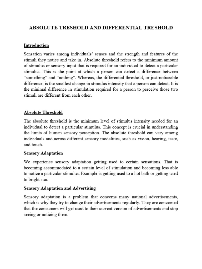 CB - RW2 - D1 - Absolute&Differential Thresholds | PDF | Perception ...