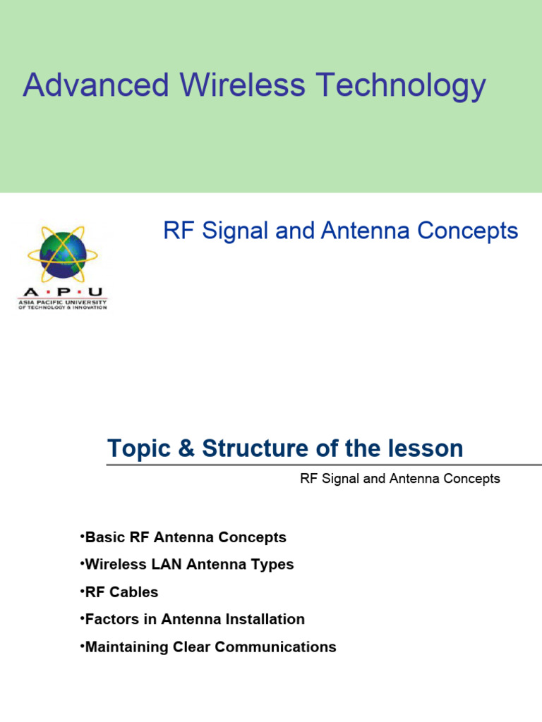 04-AWT-RF Signal and Antenna Concepts | PDF | Antenna (Radio) | Wireless Access Point