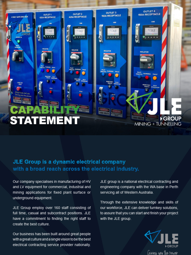 JLE Capability Statement - Mining and Tunnelling | PDF | Electrical Substation | Occupational ...