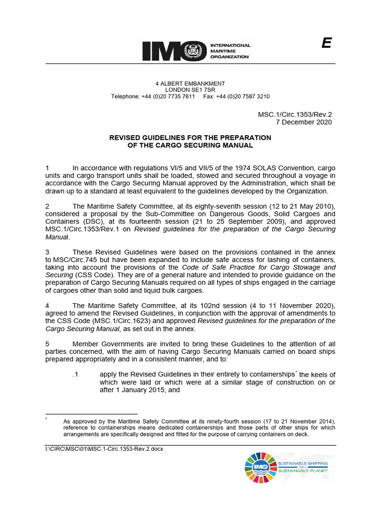 Cargo Securing Manual Guidelines | PDF | Cargo | Ships