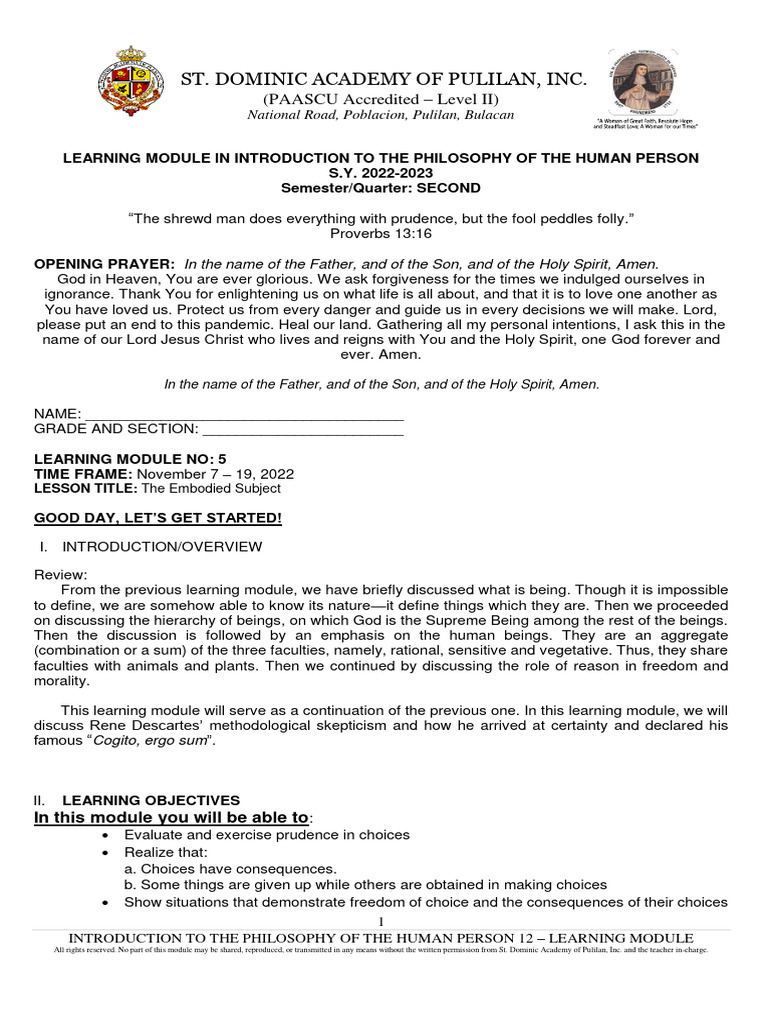 IPHP Q2 Module 1 - Man As An Embodied Subject | Download Free PDF ...