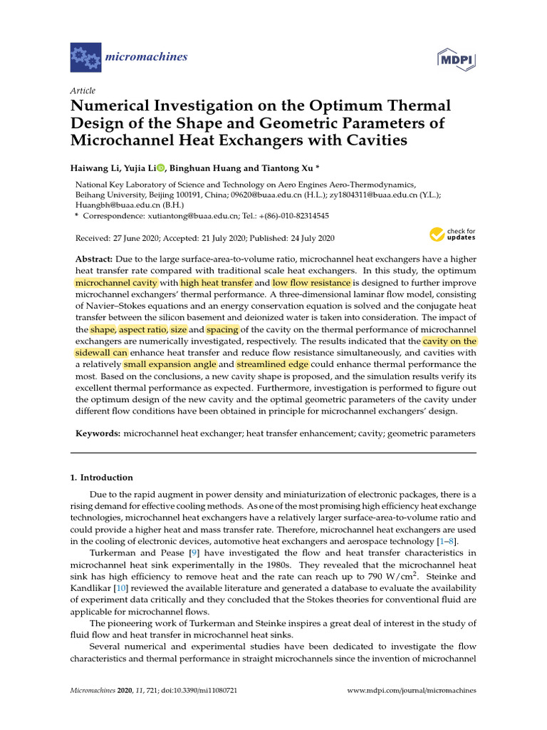Numerical Investigation On The Optimum Thermal Design of The Shape and Geometric Parameters of ...