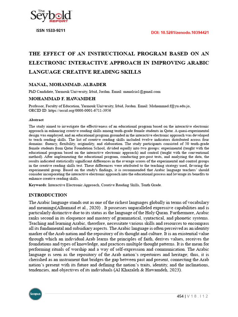 The Effect of An Instructional Program Based On An Electronic ...