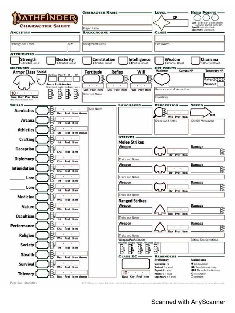 PF2E Remastered Sheet | PDF
