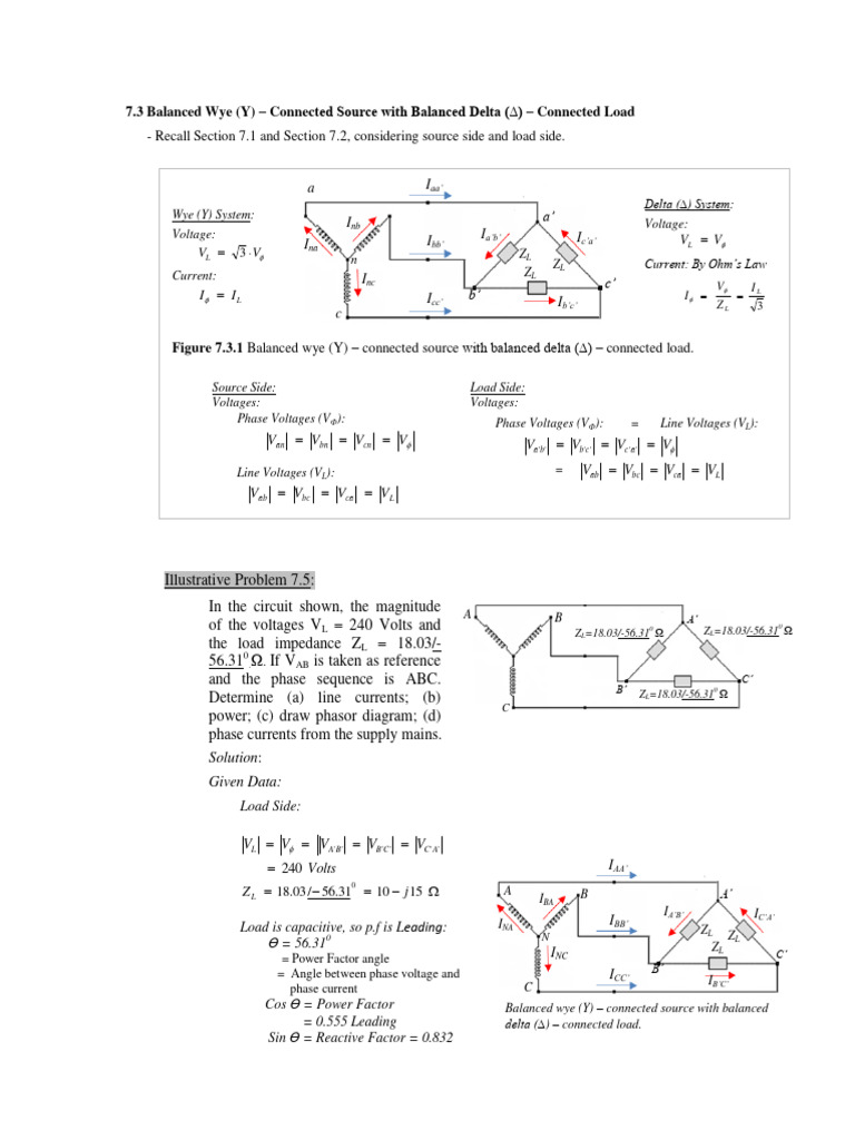 7.3 To 7.4 Balanced 3-Phase | PDF | Electrical Impedance | Ac Power