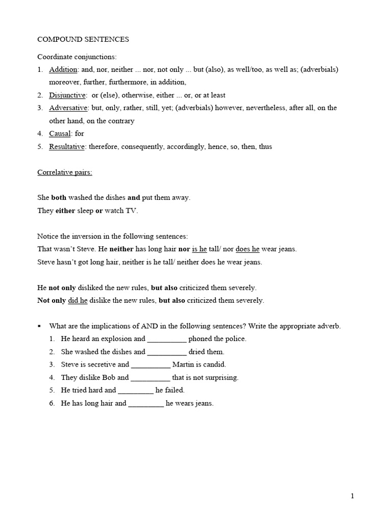 Coordinative Clauses - Exercises | PDF | Foreign Language Studies | Art