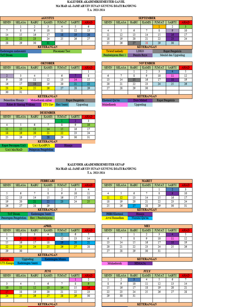Kalender Akademik UIN Bandung 2023-2024 | PDF