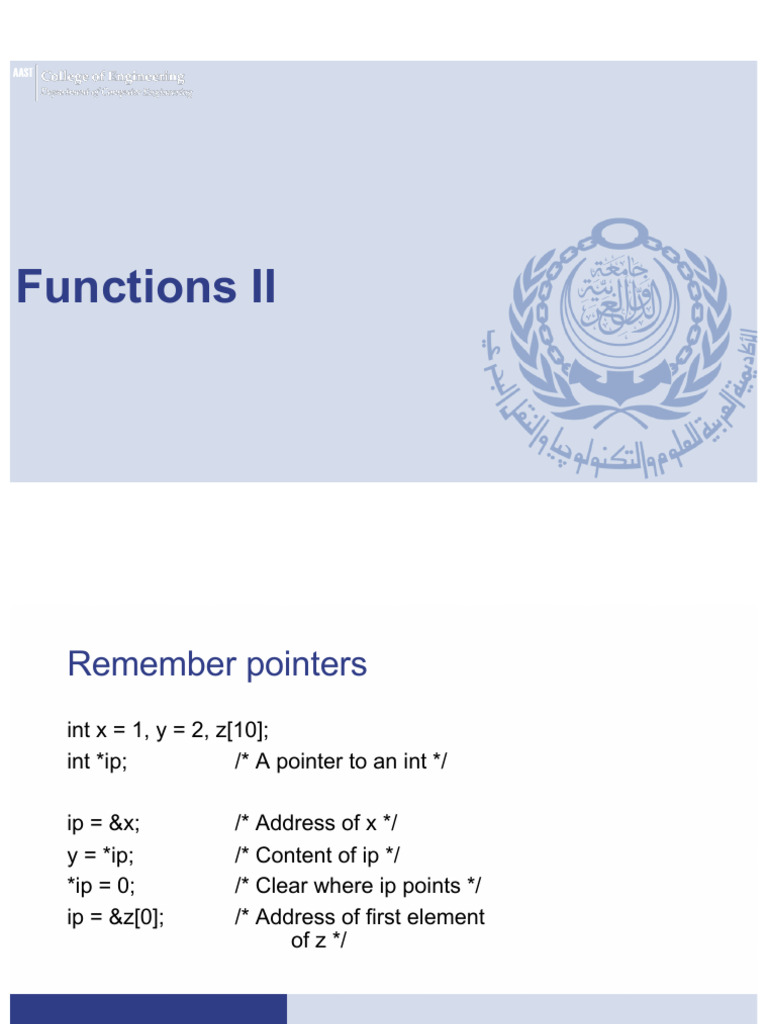 6_Functions II | PDF | Pointer (Computer Programming) | Programming Paradigms