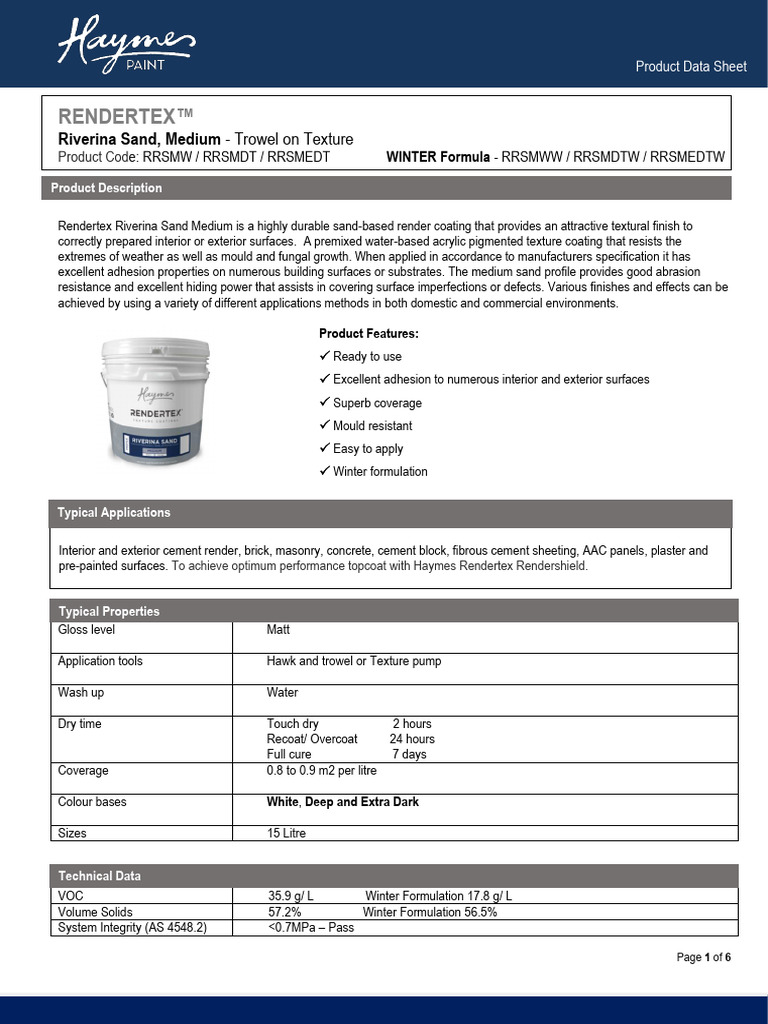 Rendertex Riverina Sand Medium-PDS | PDF | Crafts | Materials