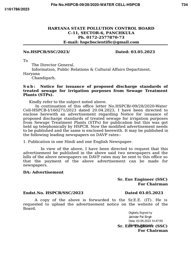 Public Notice Sewage | PDF | Effluent | Water Pollution