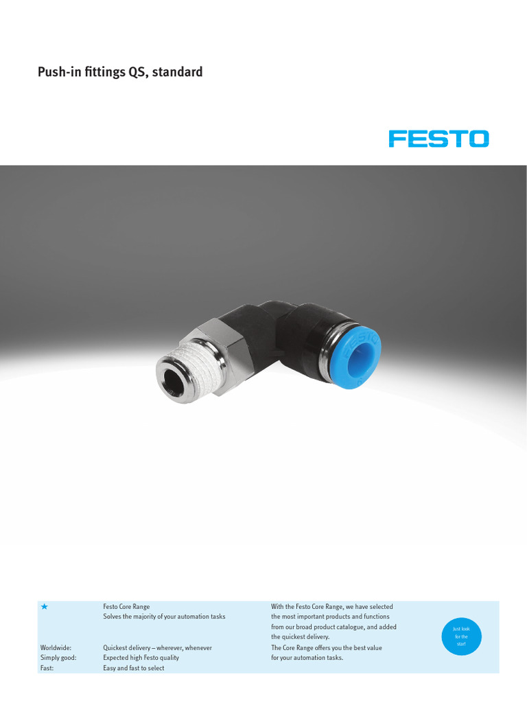 Festo Push in Connectors | PDF | Pipe (Fluid Conveyance) | Screw
