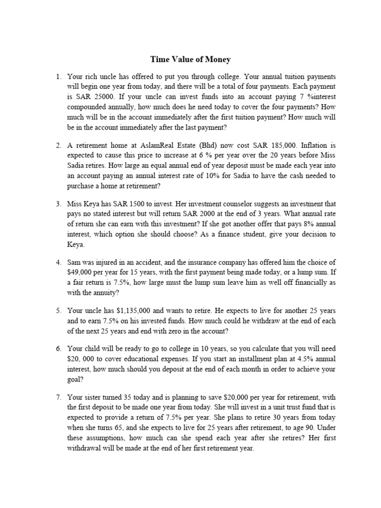 Time Value of Money (Sample Questions) (1) 2 | PDF | Present Value | Interest