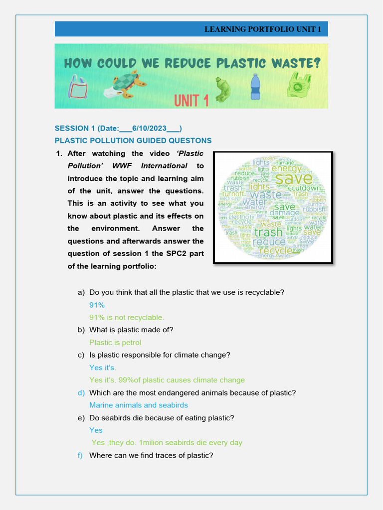 Learning Portfolio Unit 1 | PDF | Plastic | Recycling