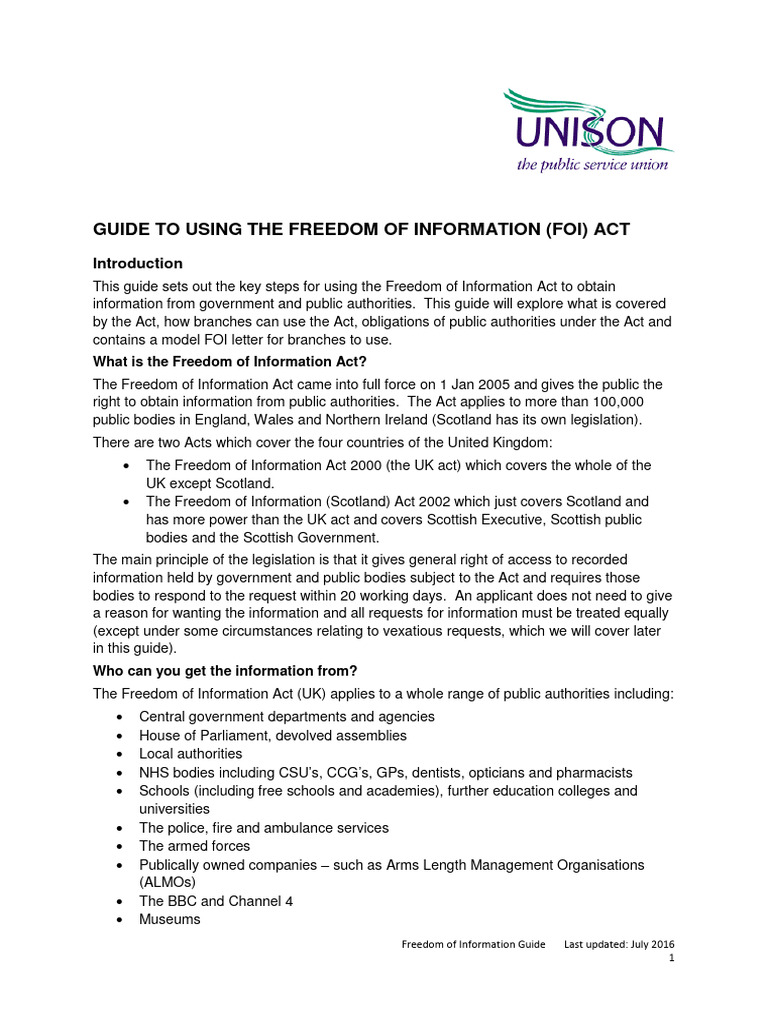 Freedom of Information Act RV | PDF | Freedom Of Information Laws By ...