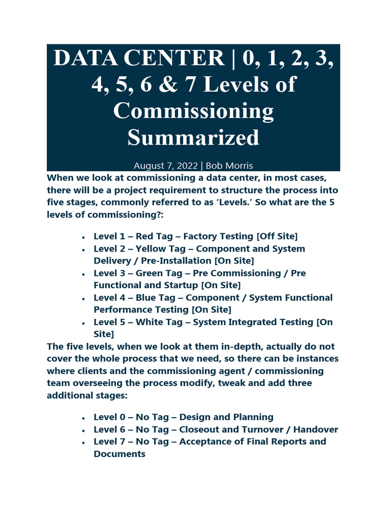 Levels of Commissioning | PDF | Verification And Validation | Engineering