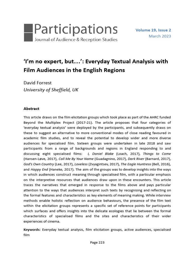 19 02 13 Forrest | PDF | Narrative | Experience