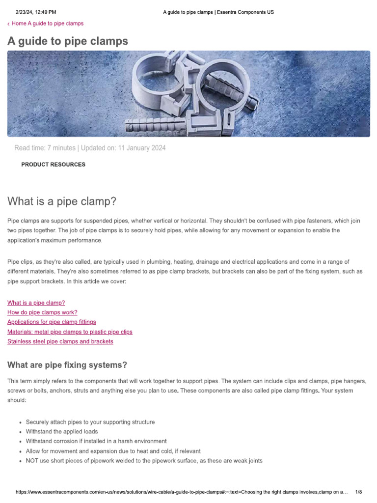 A Guide To Pipe Clamps | PDF