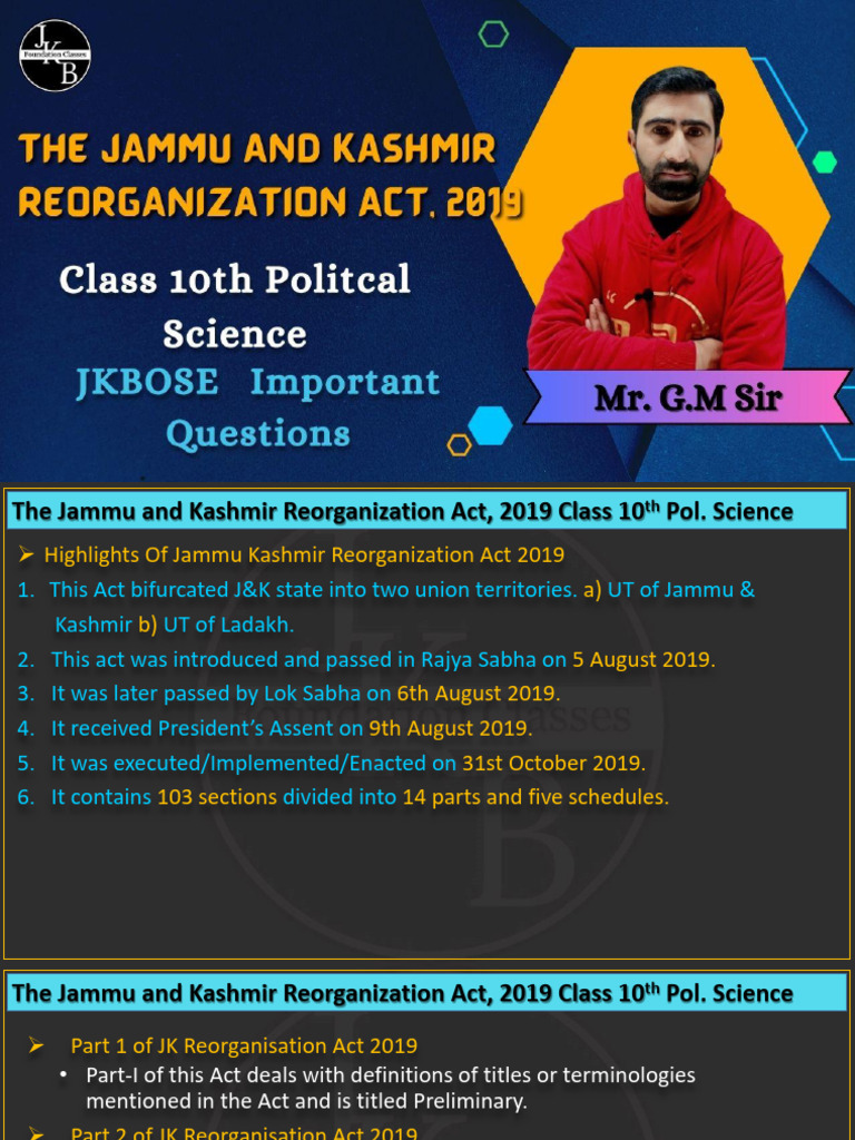 reorganization act 2019 | PDF | Government Of India | Government