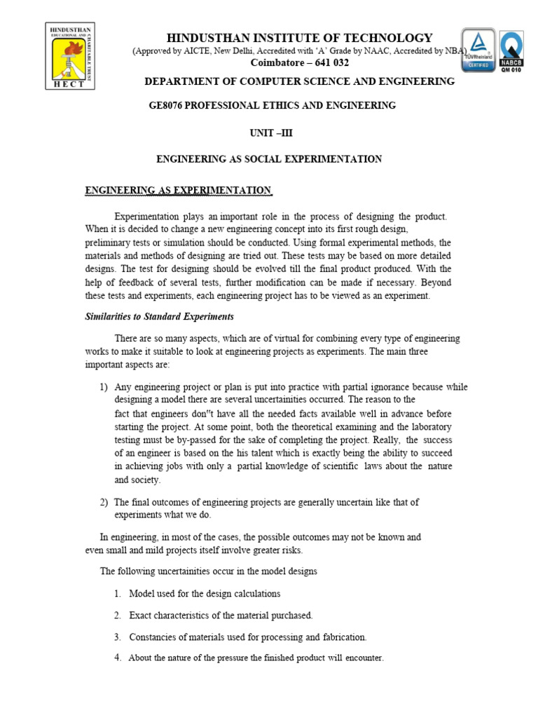 Unit Iii | PDF | Informed Consent | Experiment