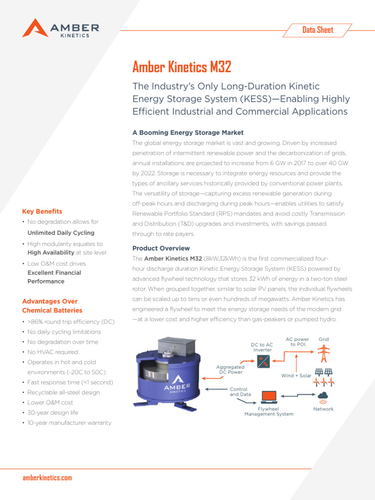 Amber Kinetics M32 Energy Storage System | PDF | Energy Storage ...