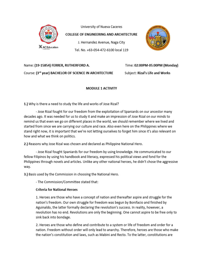 RLW Activity 1 | PDF