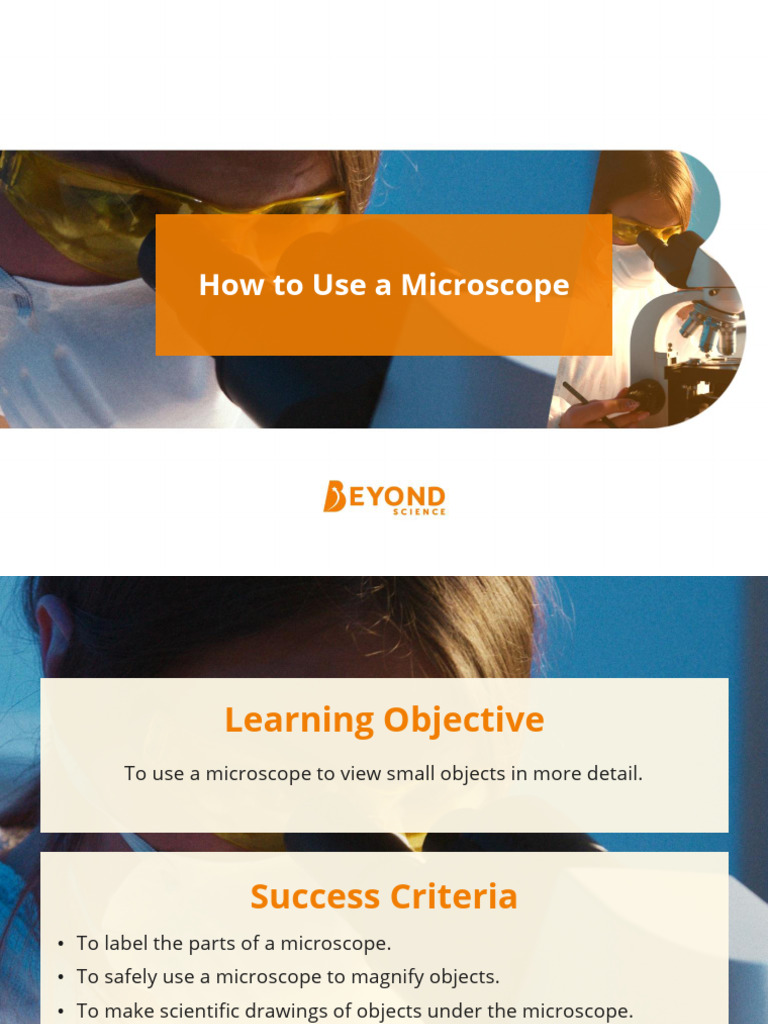 How To Use A Microscope PowerPoint | PDF | Microscope | Physical Sciences