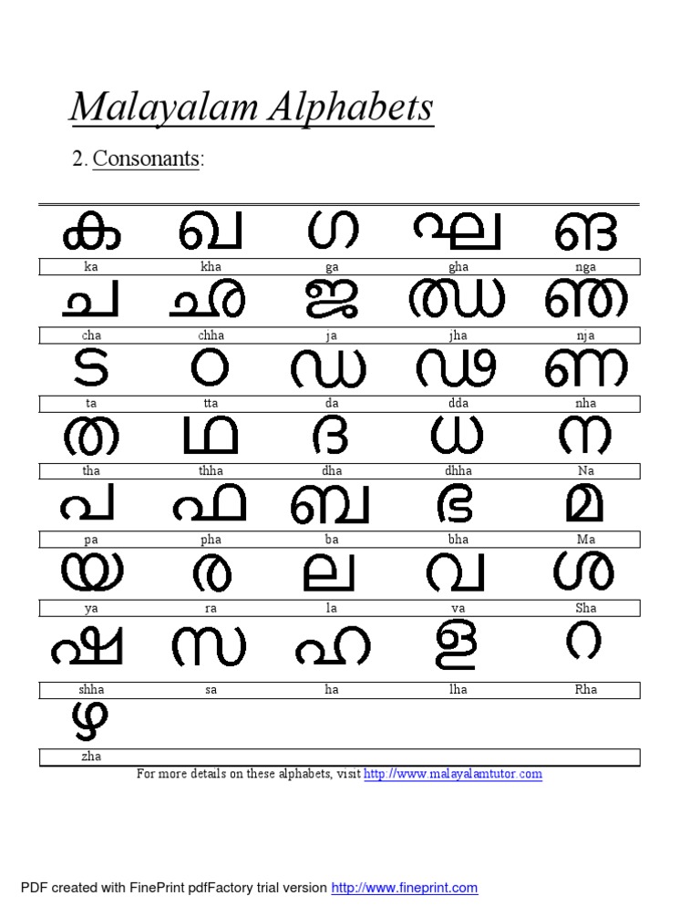 Malayalam Consonants | PDF