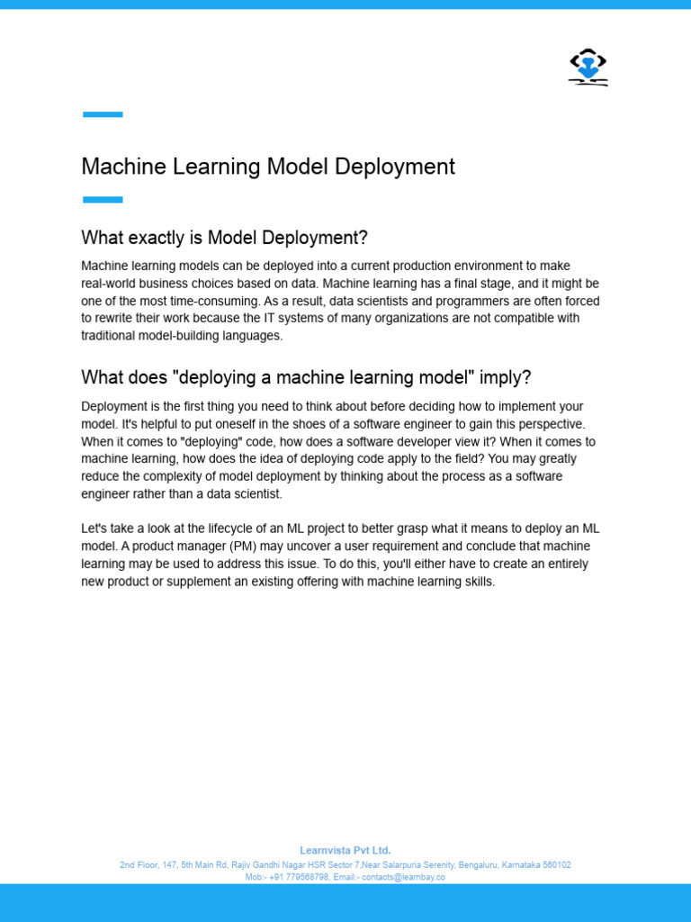 Machine Learning Model Deployment | PDF | Machine Learning | Engineering Machine Learning Model Deployment | PDF | Machine Learning | Engineering
