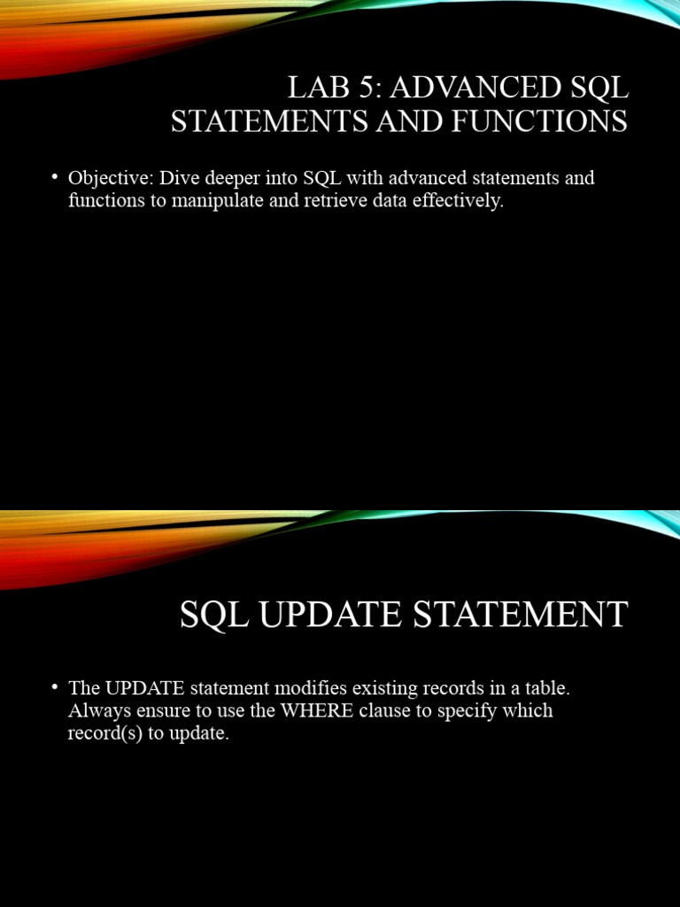 Database Systems Lab 5 Presentation | Download Free PDF | Sql | Databases Database Systems Lab 5 Presentation | Download Free PDF | Sql | Databases
