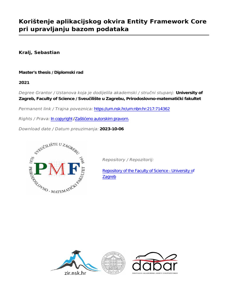 Diplomski Rad Entity Framework | PDF Diplomski Rad Entity Framework | PDF