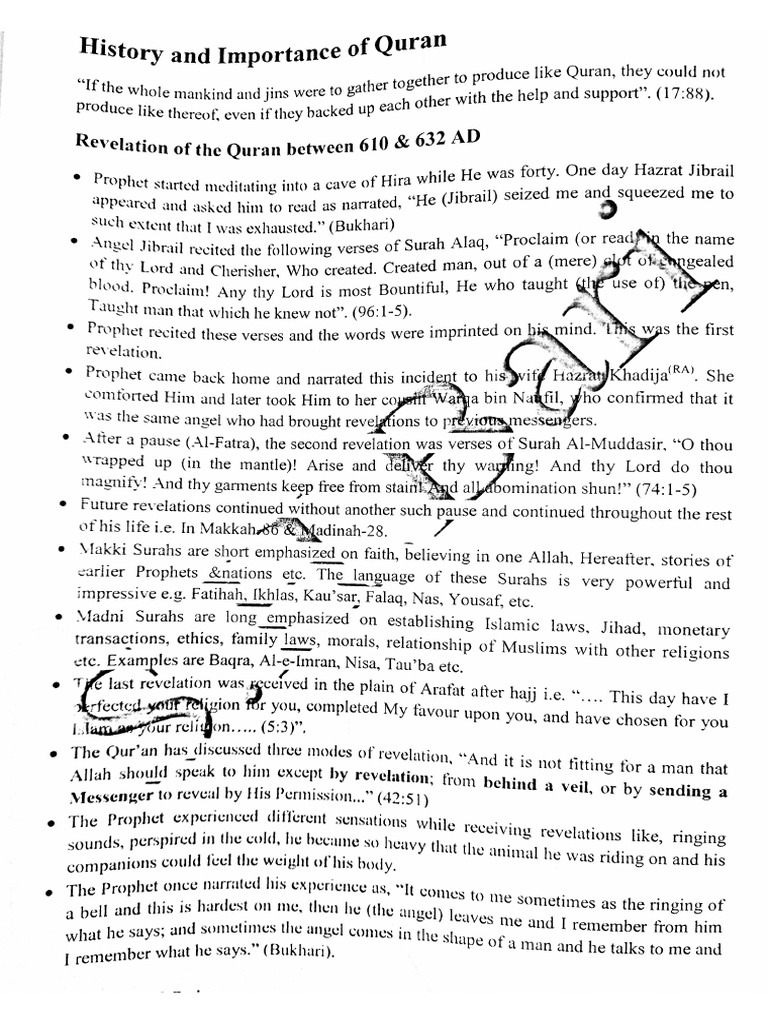 P1 - History & Importance of Quran | PDF