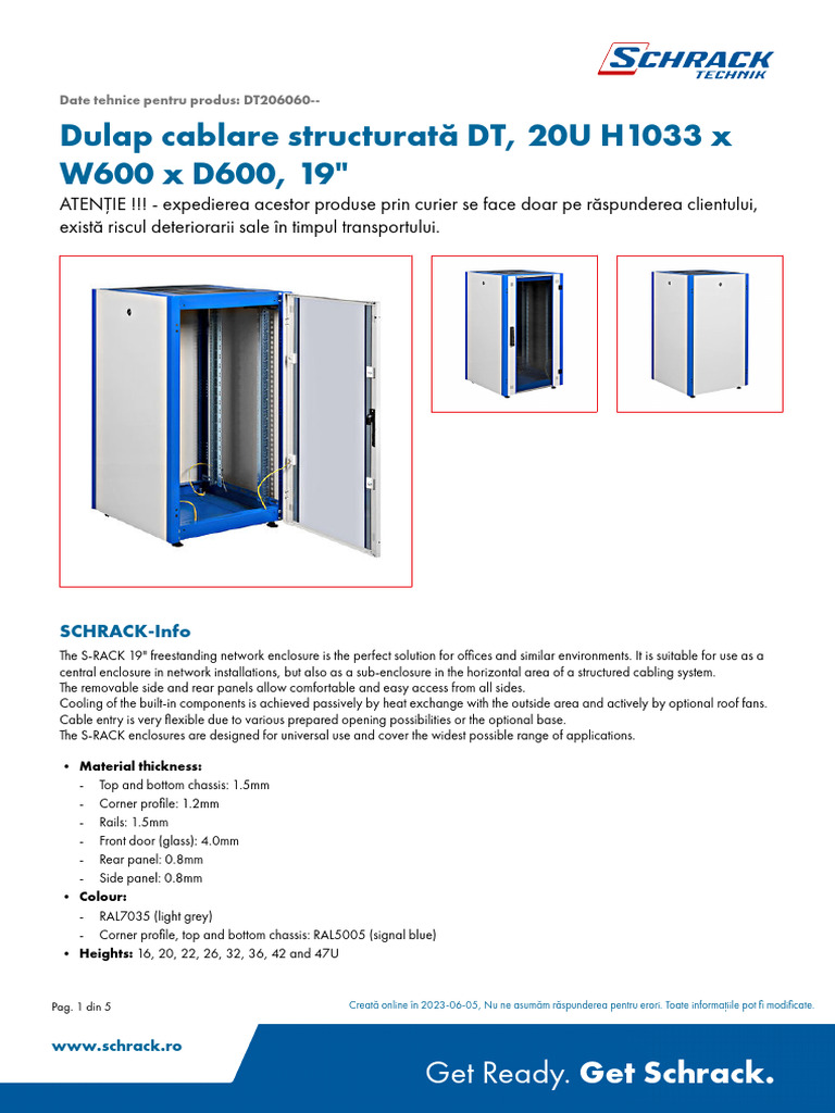 20U Structured Cabling Cabinet DT | PDF | Door | Manufactured Goods