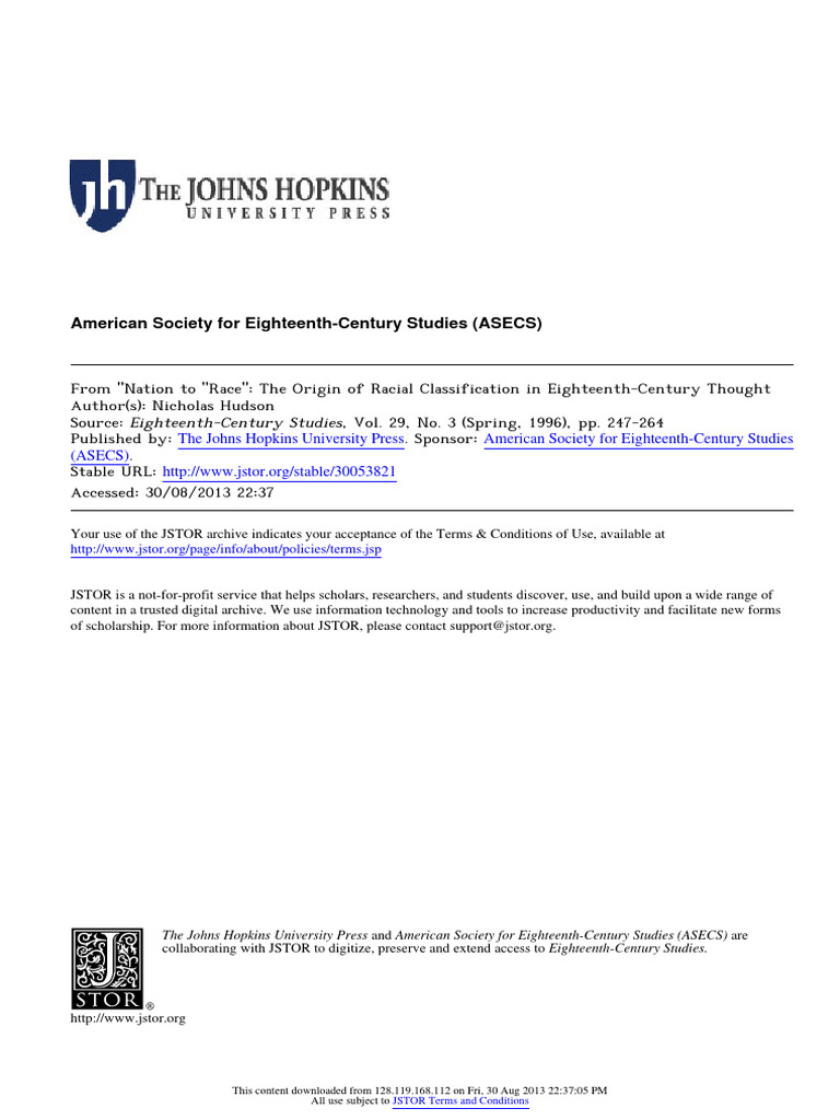 Nicholas Hudson - From Nation To Race: The Origin of Racial ...