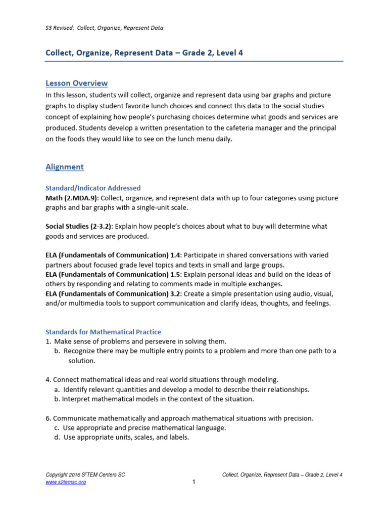 Grade 2 Collectorganizeandrepresentdata l4 | PDF | Human Communication | Cognitive Science