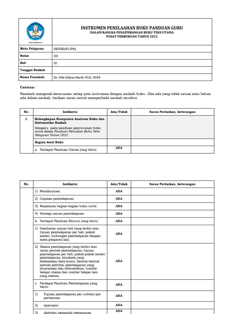 # Instrumen Penelaahan-Buku Panduan Guru Tahun 2024 | PDF | Karier & Perkembangan | Seni ...