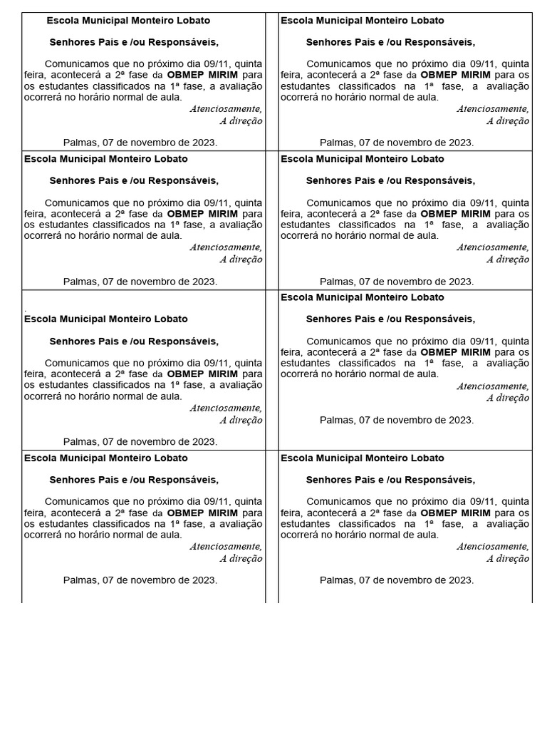 Bilhete Feriado 2 | PDF