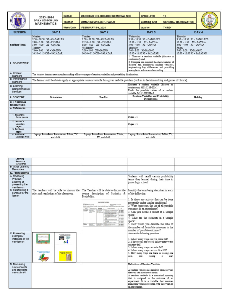 S&P DLL WEEK 1 | PDF | Random Variable | Probability Distribution