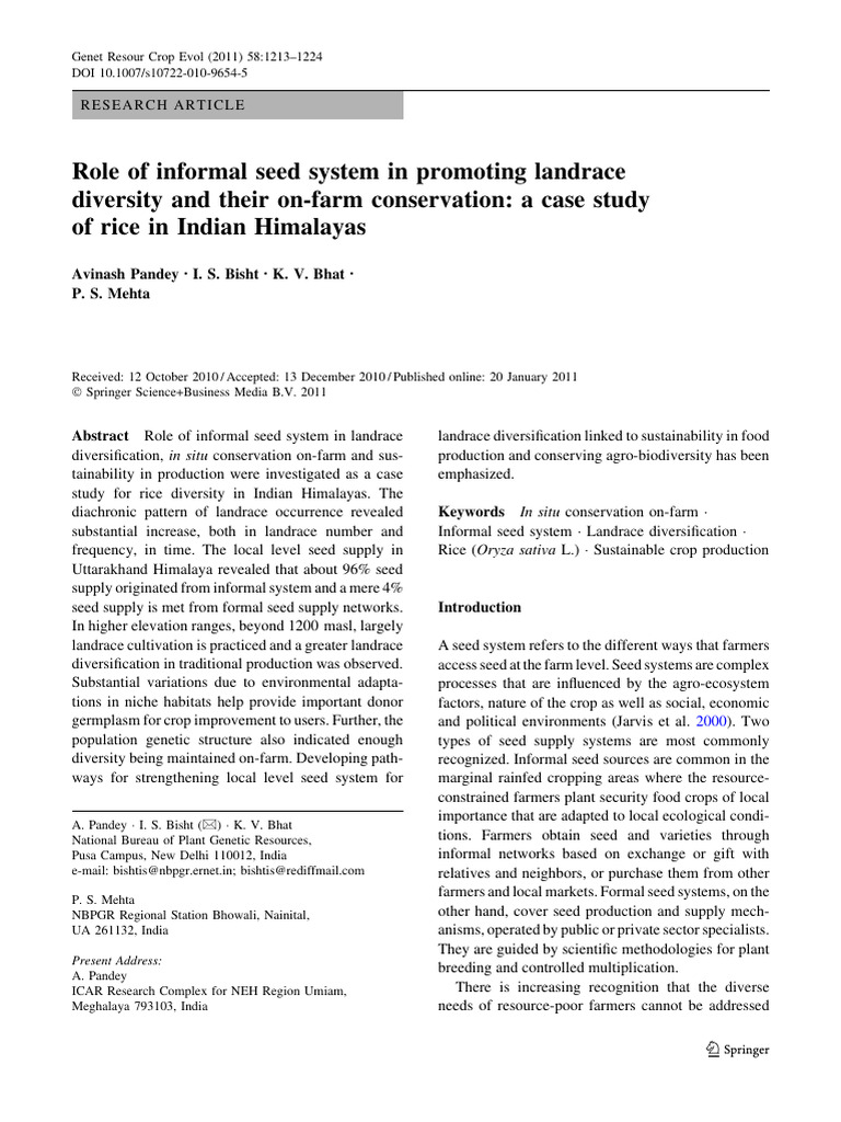 Informal Seed System Himalayas | PDF | Biodiversity | Plant Breeding
