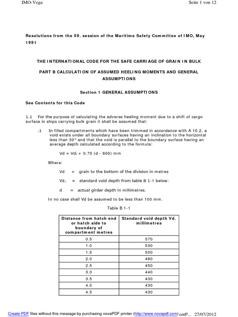Grain Bulk Cargo Heeling Calculations | PDF | Area | Ships